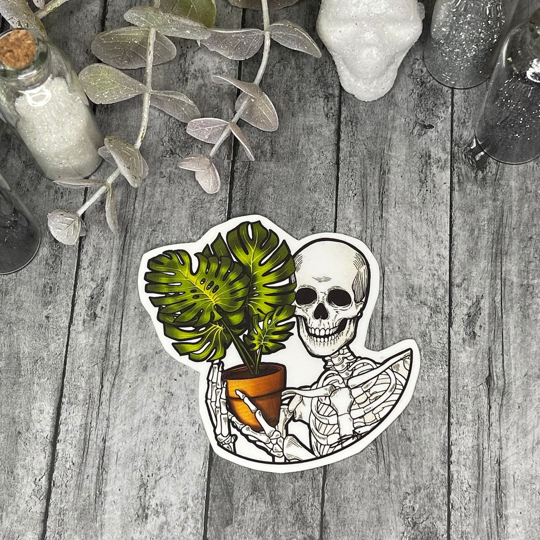Monstera Leaf Sticker | Skullicious Monstera Skeleton | Monstera ...