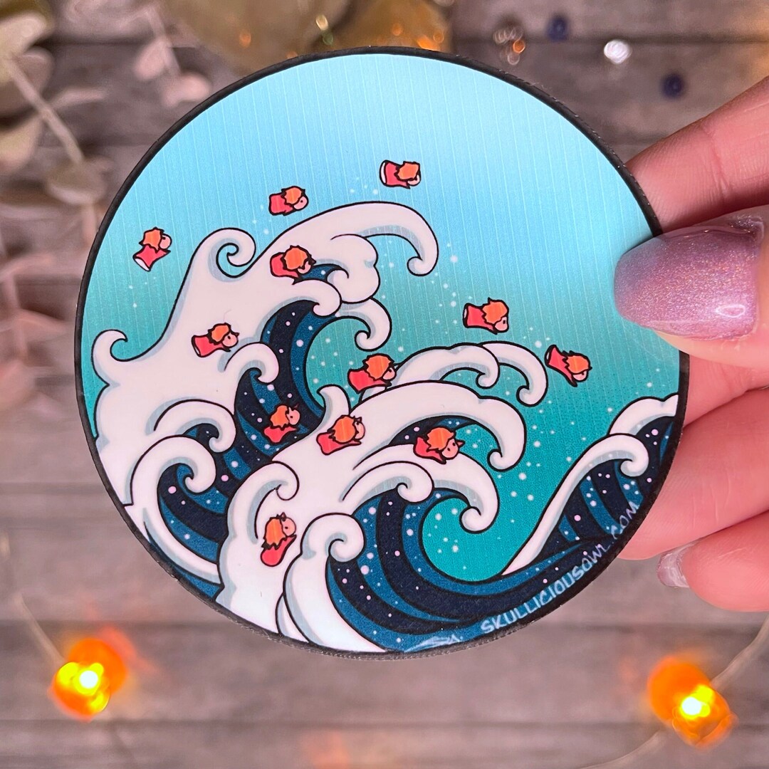 Goldfish Princess Japanese Wave Sticker | Holographic Goldfish Princess ...