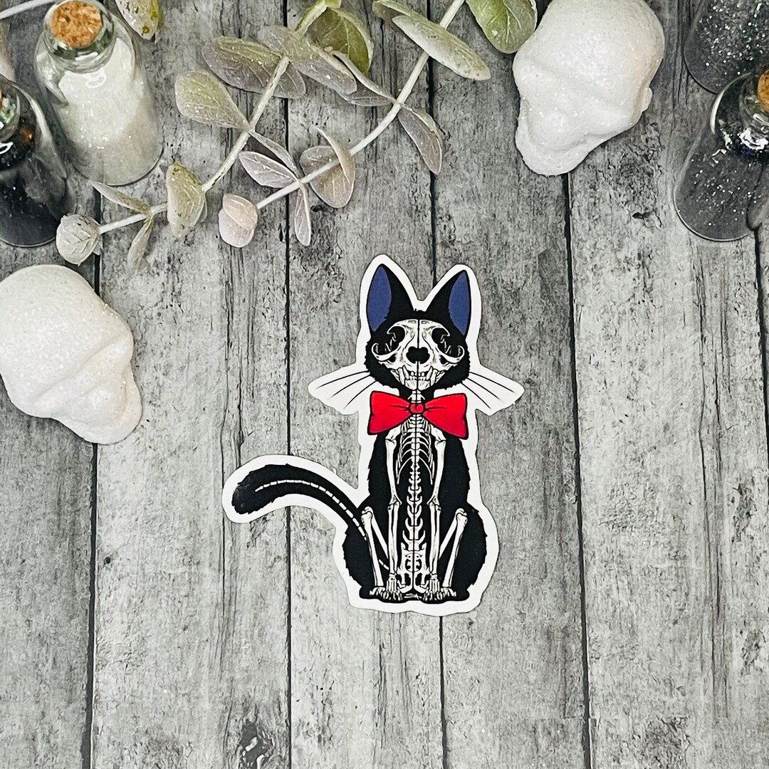 Jiji Skeleton Black Cat Sticker | Kiki's Delivery Service - Etsy