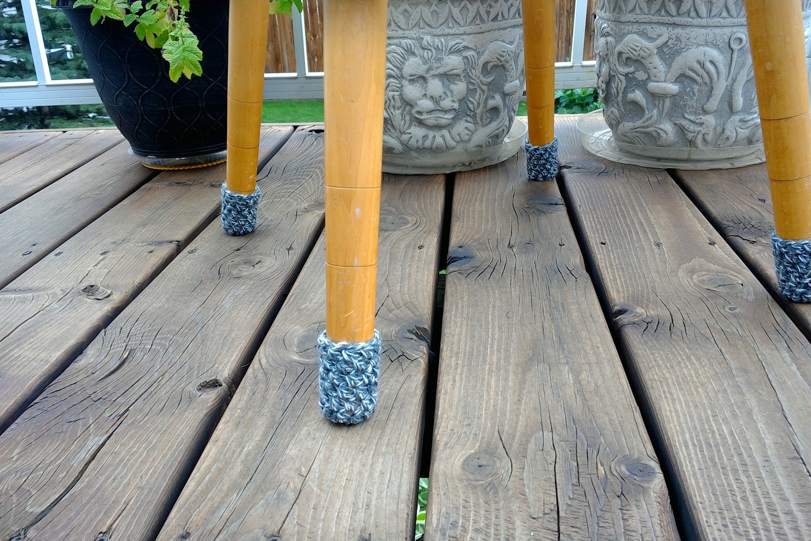 16 Wool Chunky Dark Grey With Cream Chair Booties, to Fit Chair Legs 3 ...