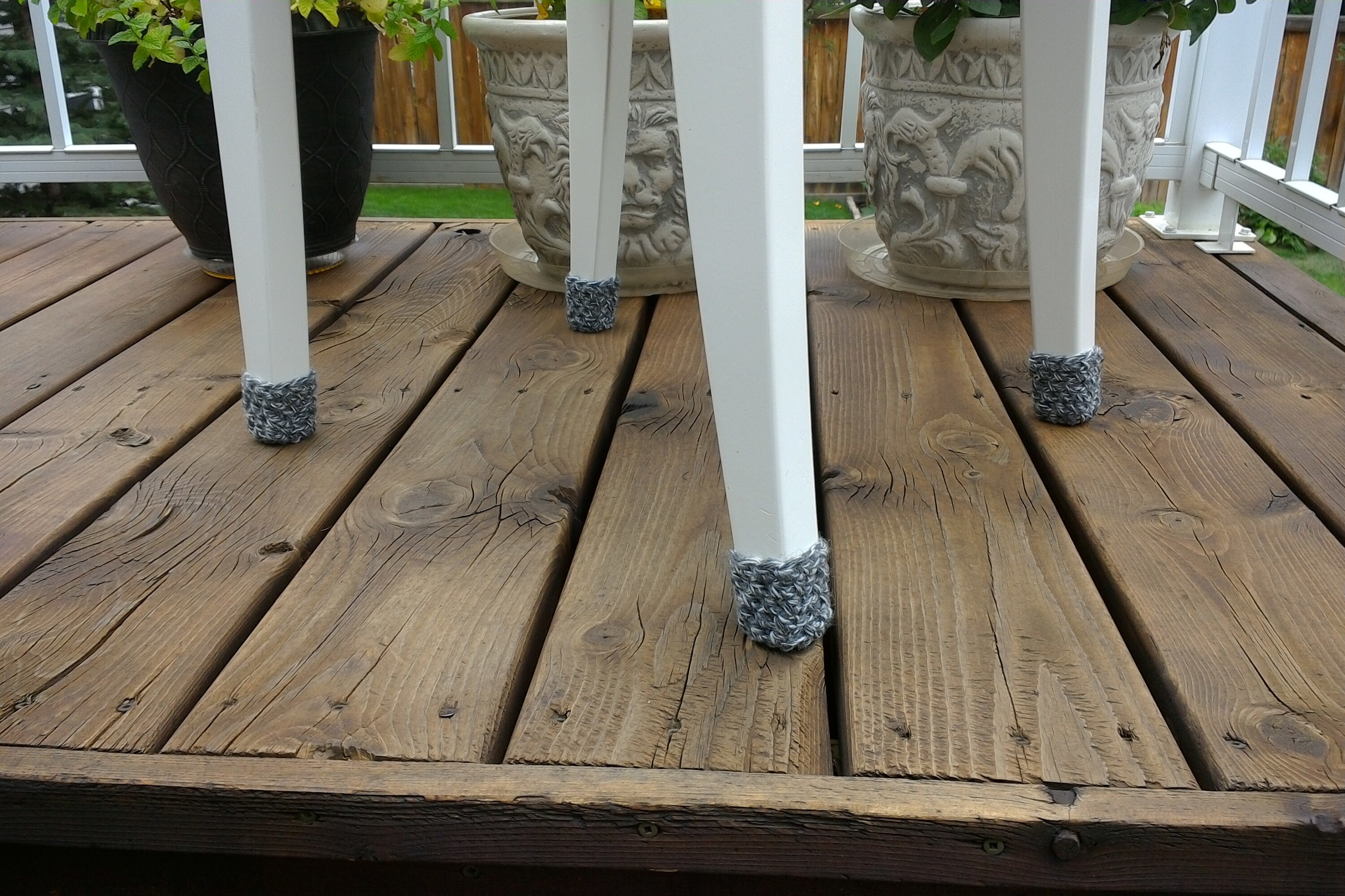 16 Wool Chunky Dark Grey With Cream Chair Booties, to Fit Chair Legs 3 ...