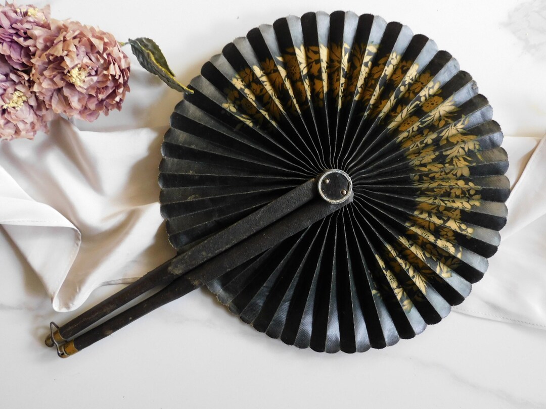 1870-1890 Victorian Era Antique Mourning Paper Fan Black & - Etsy UK