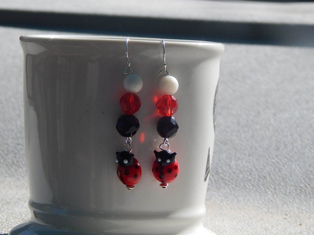 Red & Black Ladybug Earrings - Etsy