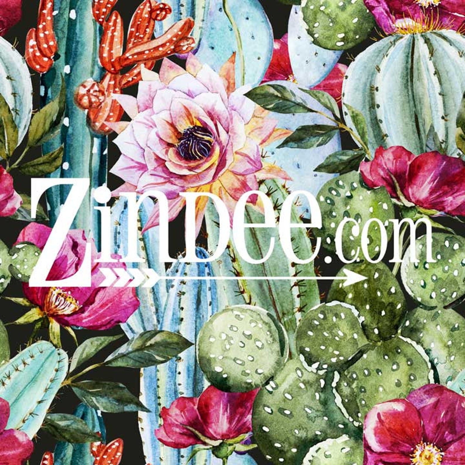 Floral Cactus Printed Heat Transfer Vinyl or Adhesive Vinyl | Etsy