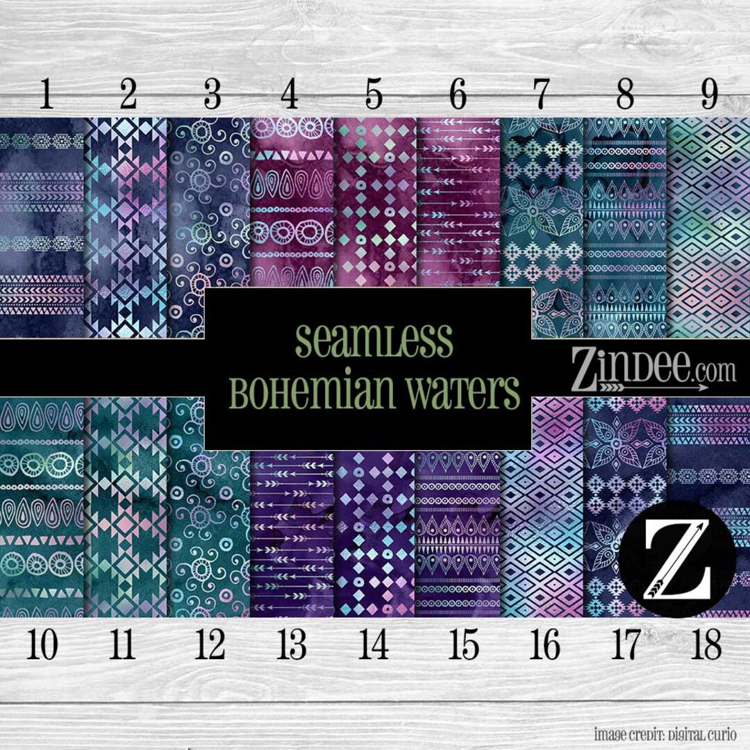 Boho Waters Printed Vinyl, Adhesive Vinyl, Heat Transfer Vinyl, Pattern ...