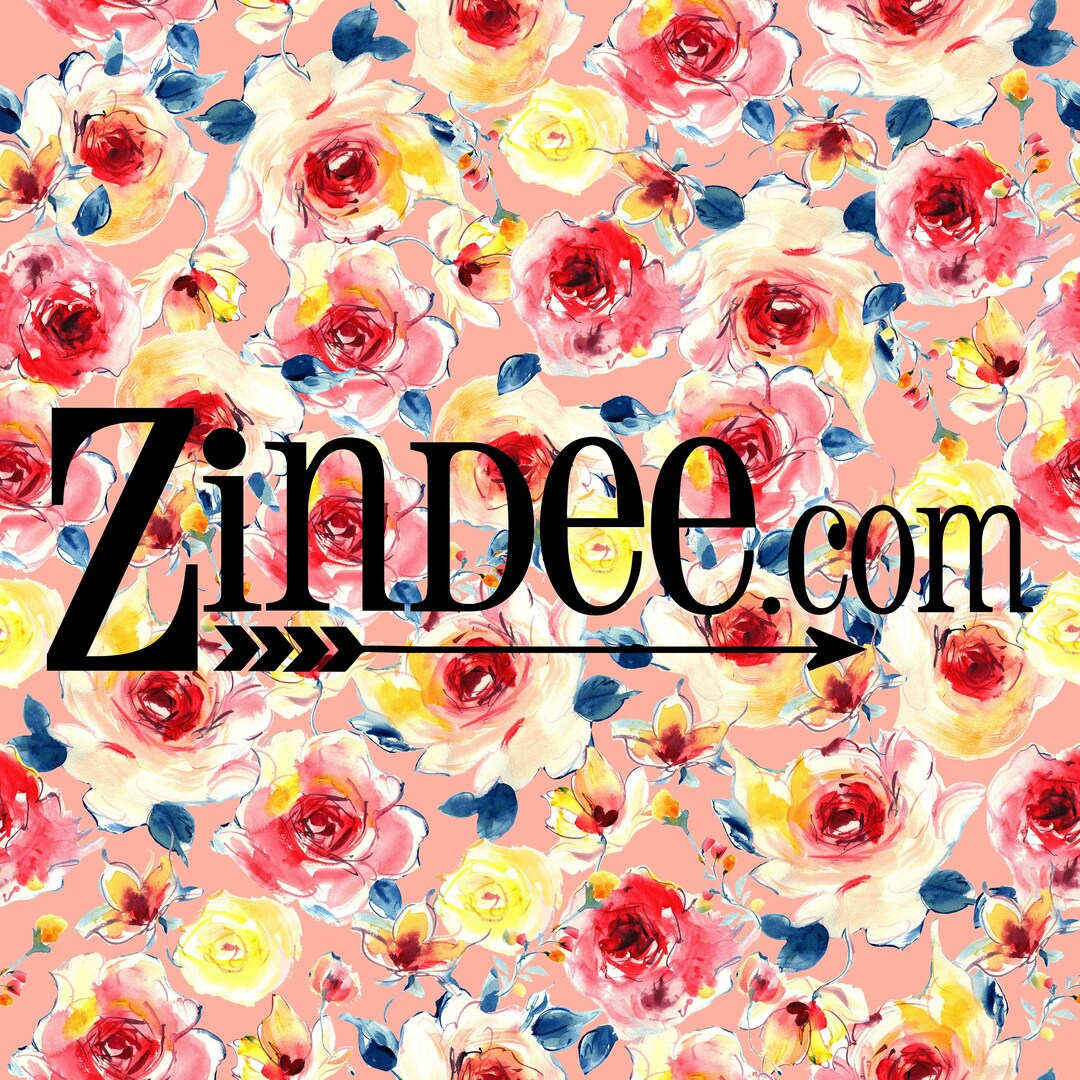 Sunset Floral Coral Vinyl Heat Transfer Vinyl or Adhesive Vinyl, Heat ...