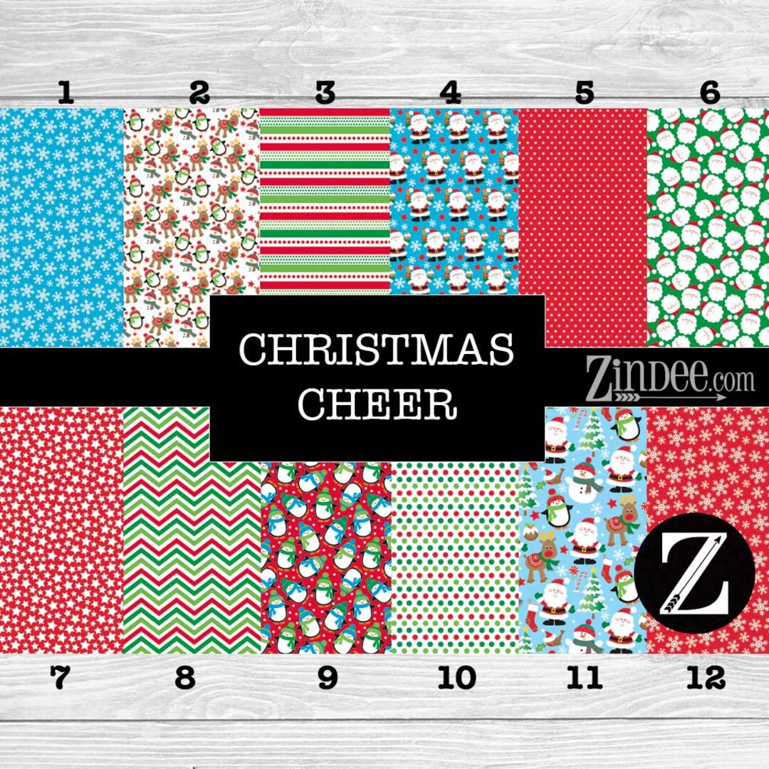 Christmas Cheer Printed Vinyl, Adhesive Vinyl, Heat Transfer Vinyl ...