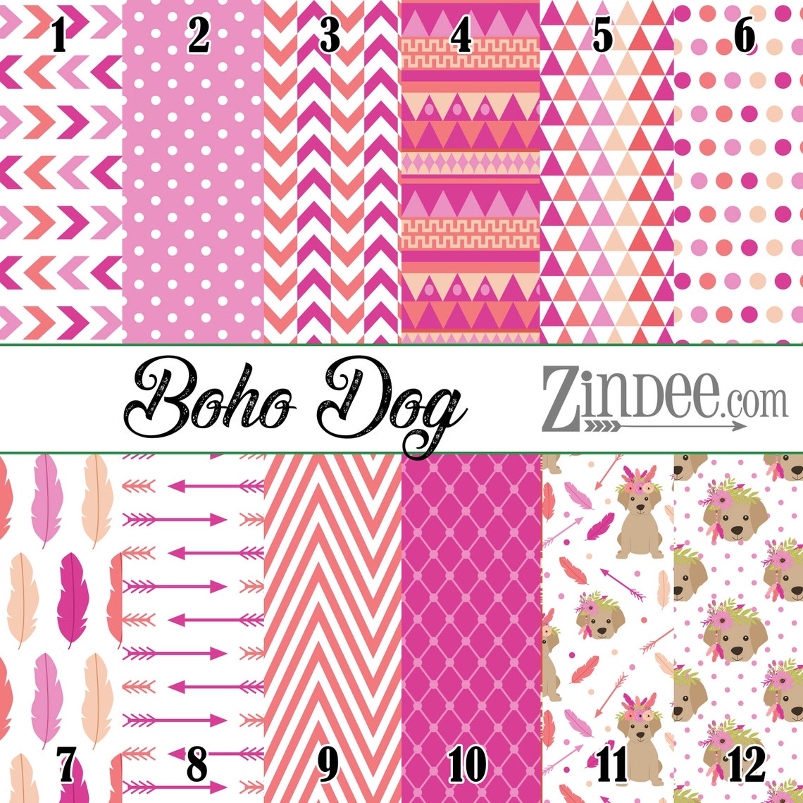 Boho Dog Printed Vinyl, Adhesive Vinyl, Heat Transfer Vinyl, Pattern ...