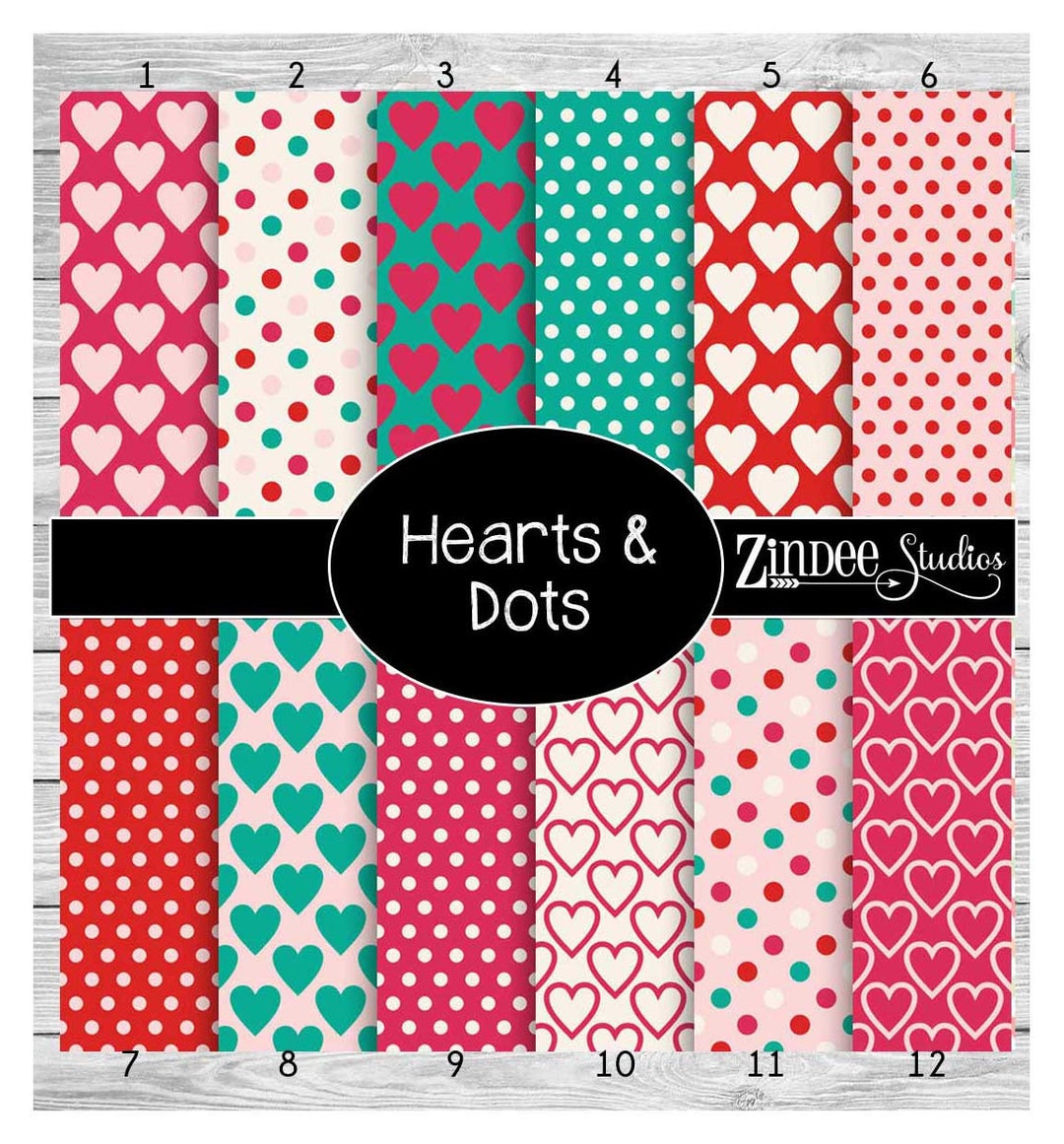 Hearts and Polka Dots Printed Vinyl, Adhesive Vinyl, Heat Transfer ...