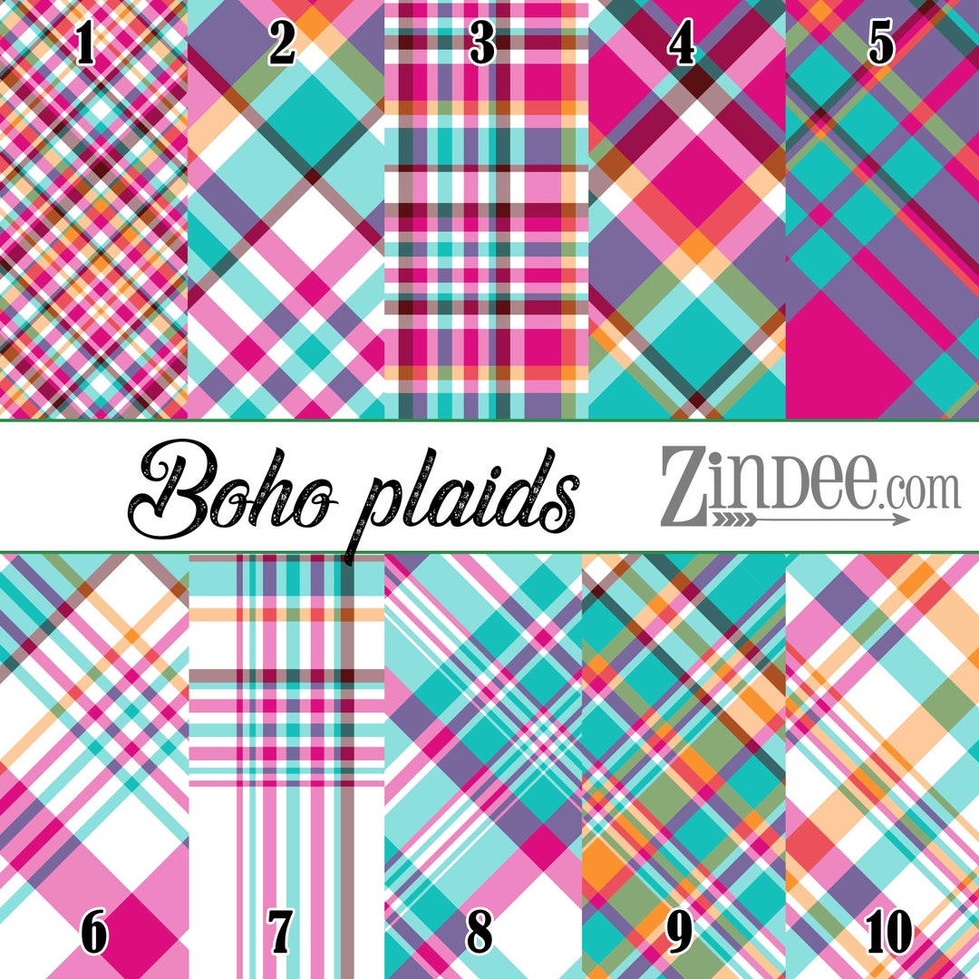 Boho Plaids Bright Geometric, Adhesive Vinyl, Heat Transfer Vinyl ...