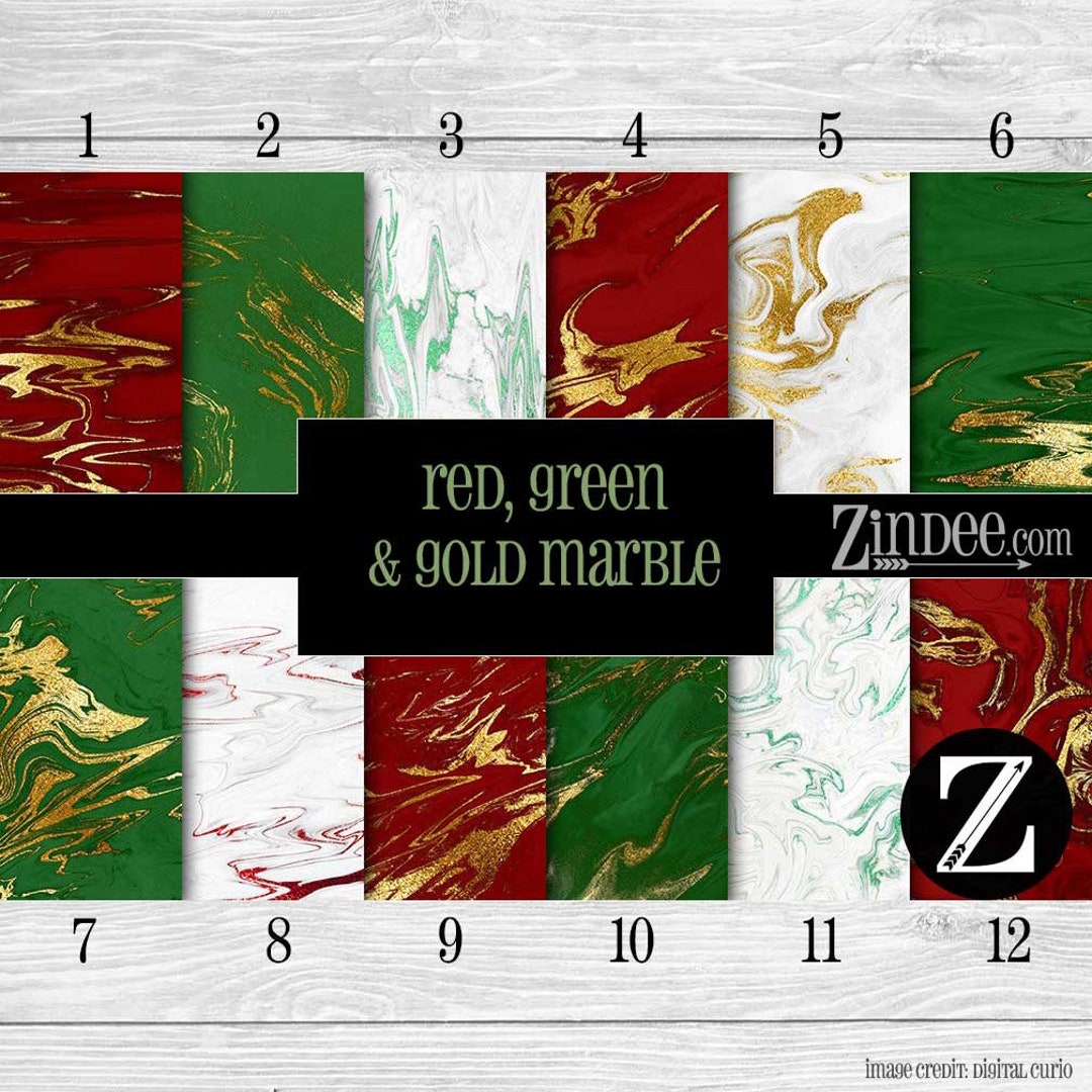 Red, Green, Gold Marble Printed Vinyl, Adhesive Vinyl, Heat Transfer ...