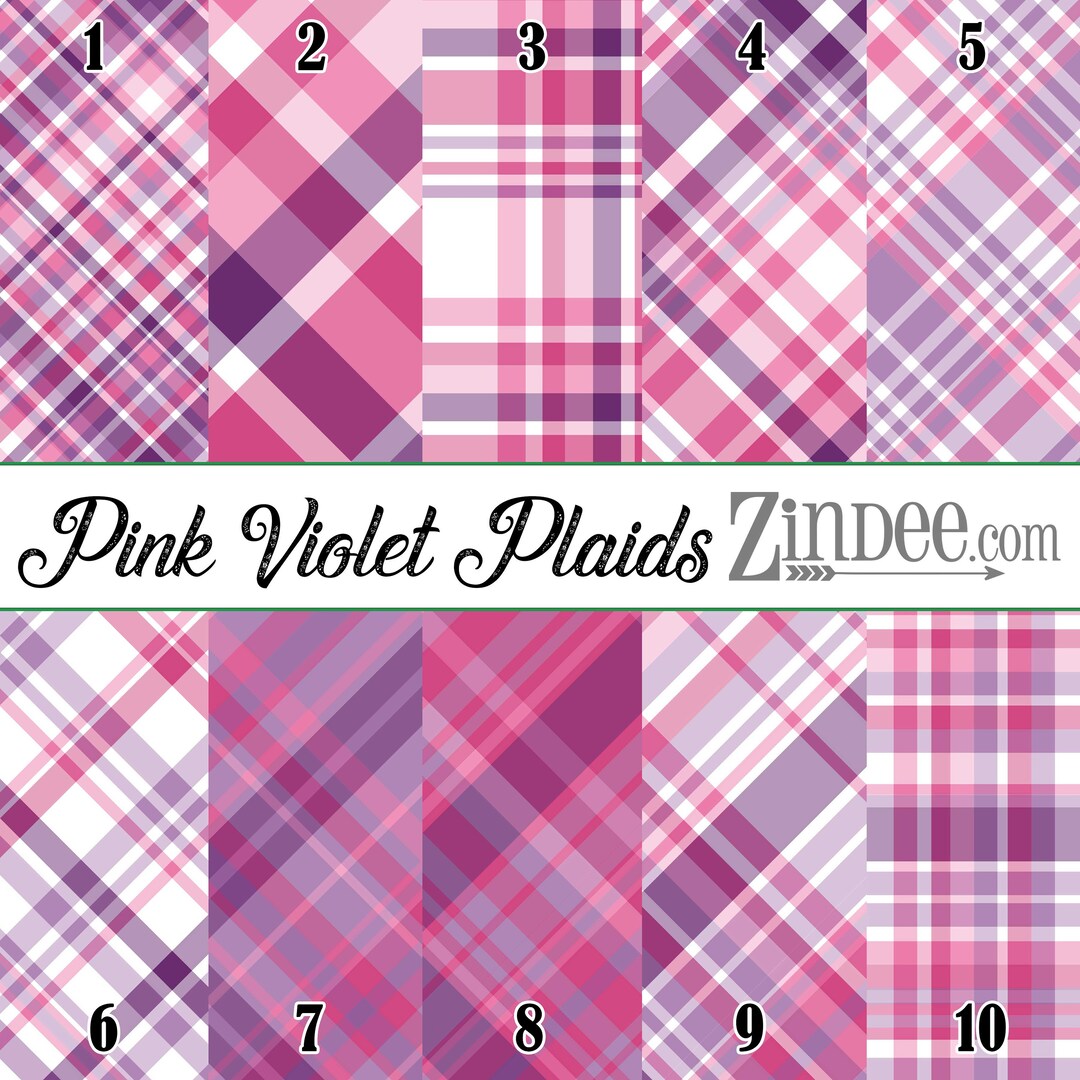 Pink Violet Plaids Printed Vinyl, Adhesive Vinyl, Heat Transfer Vinyl ...