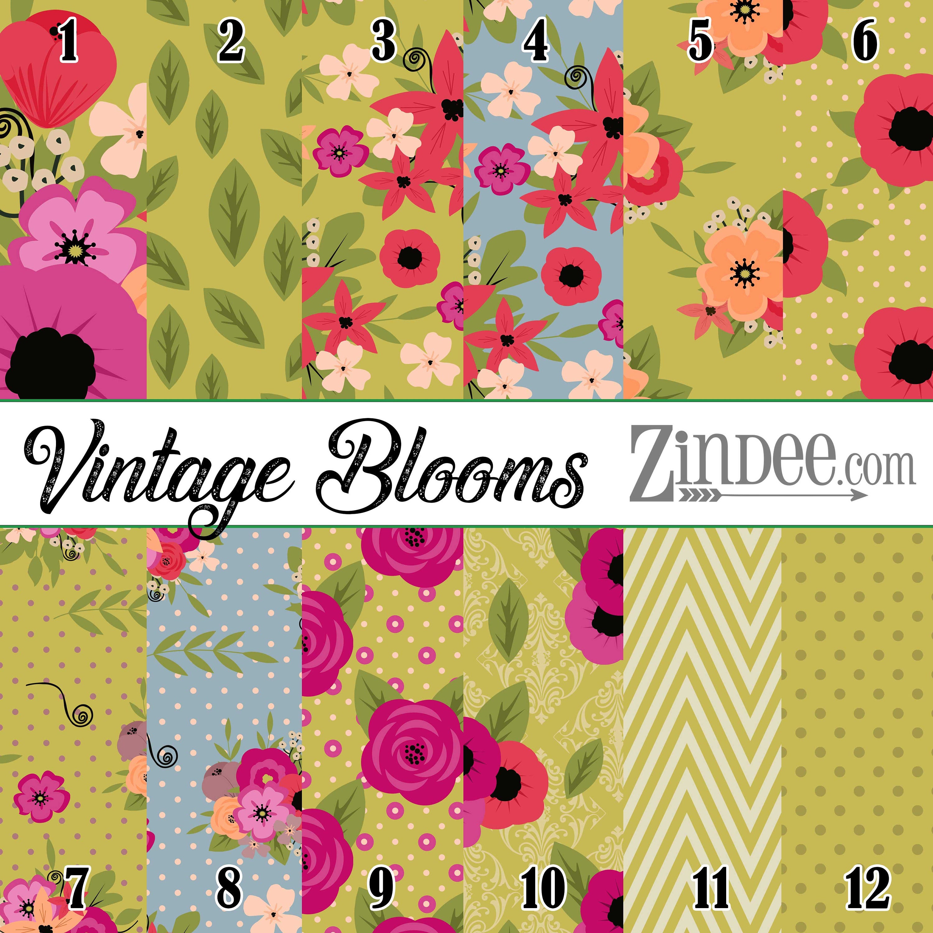 Vintage Blooms Printed Vinyl Adhesive Vinyl Heat Transfer | Etsy