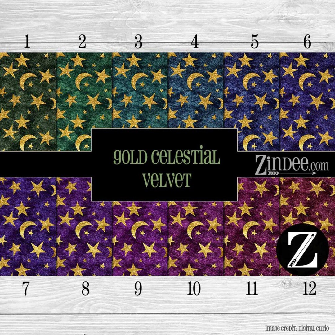 Gold Celestial Velvet Printed Vinyl, Adhesive Vinyl, Heat Transfer ...