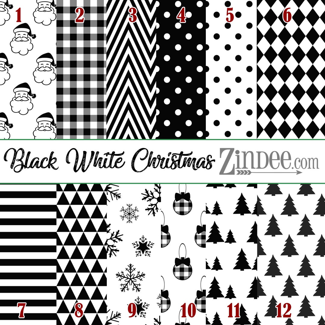 Black and White Christmas Pattern, Printed Vinyl, Adhesive Vinyl, Heat ...