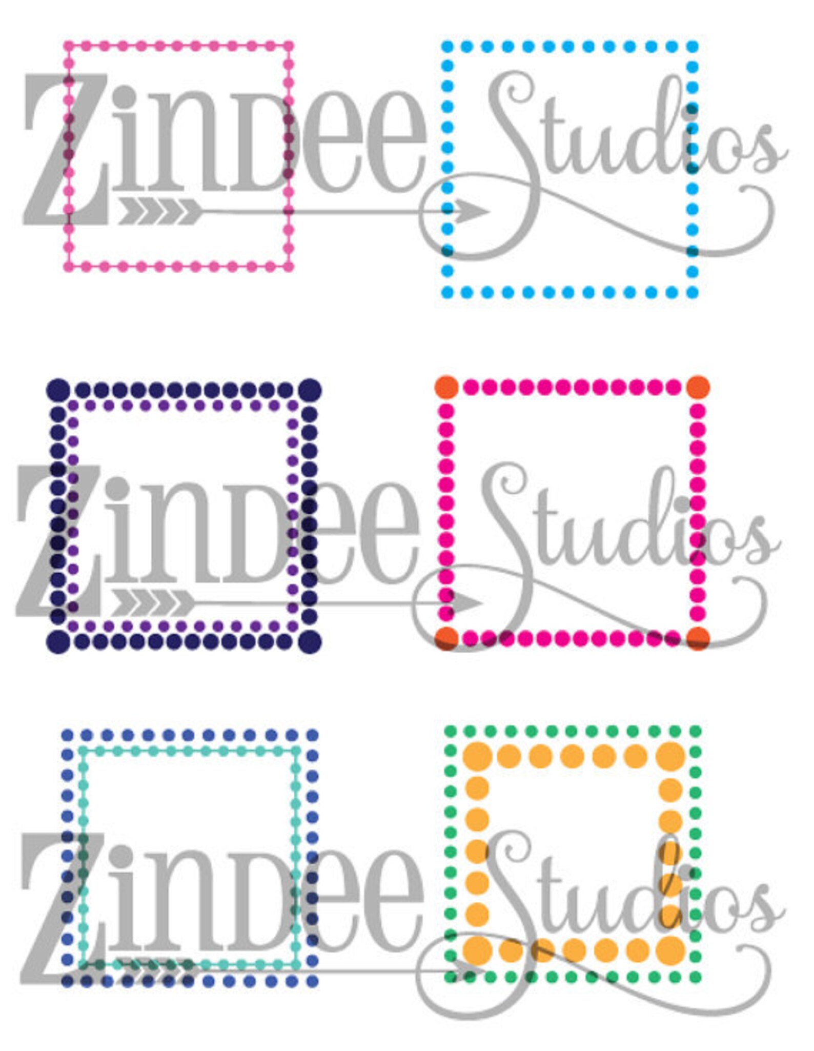 Polka Dot Square Frame Monogram Cut File Vinyl Ready Design - Etsy