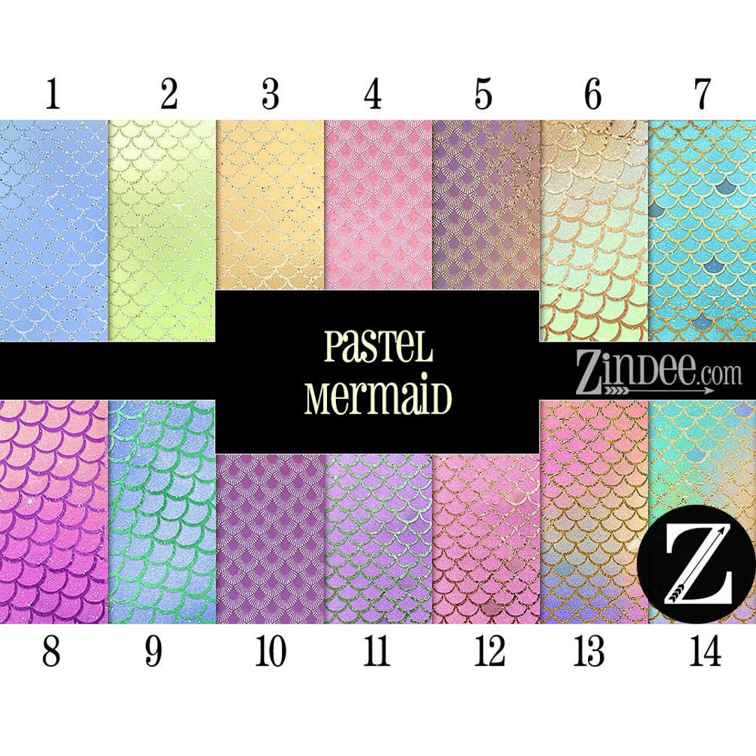 Pastel Mermaid Printed Vinyl, Adhesive Vinyl, Heat Transfer Vinyl ...