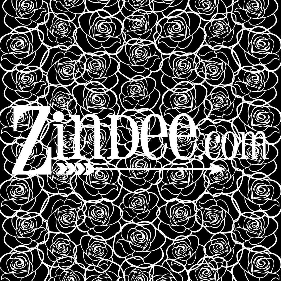 Black White Rose Outline Vinyl Heat Transfer Vinyl or Adhesive Vinyl ...