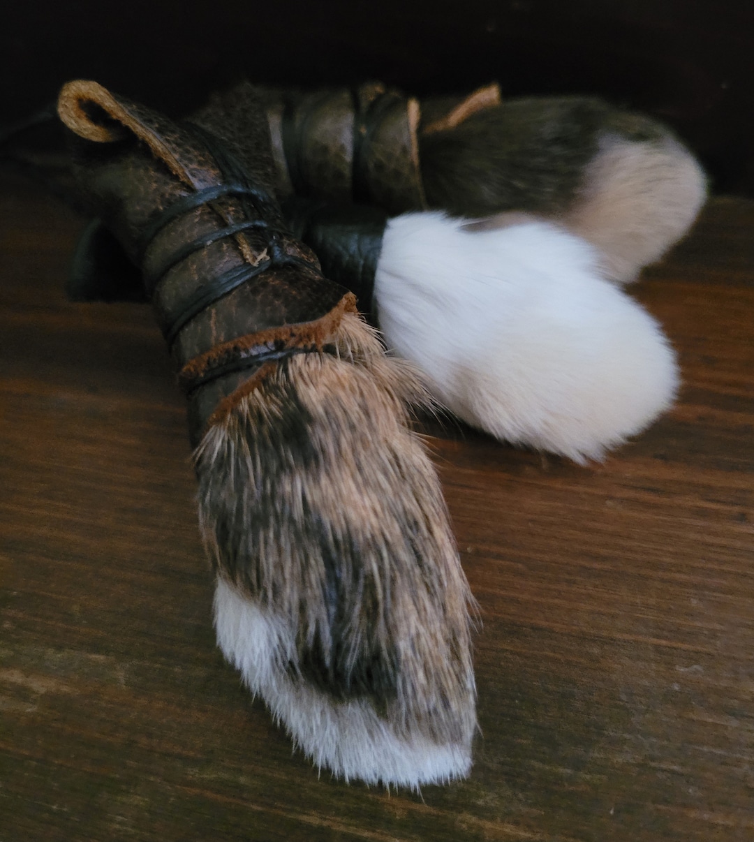Leather Rabbit Foot Keychain Sustainably Sourced Front Foot - Etsy