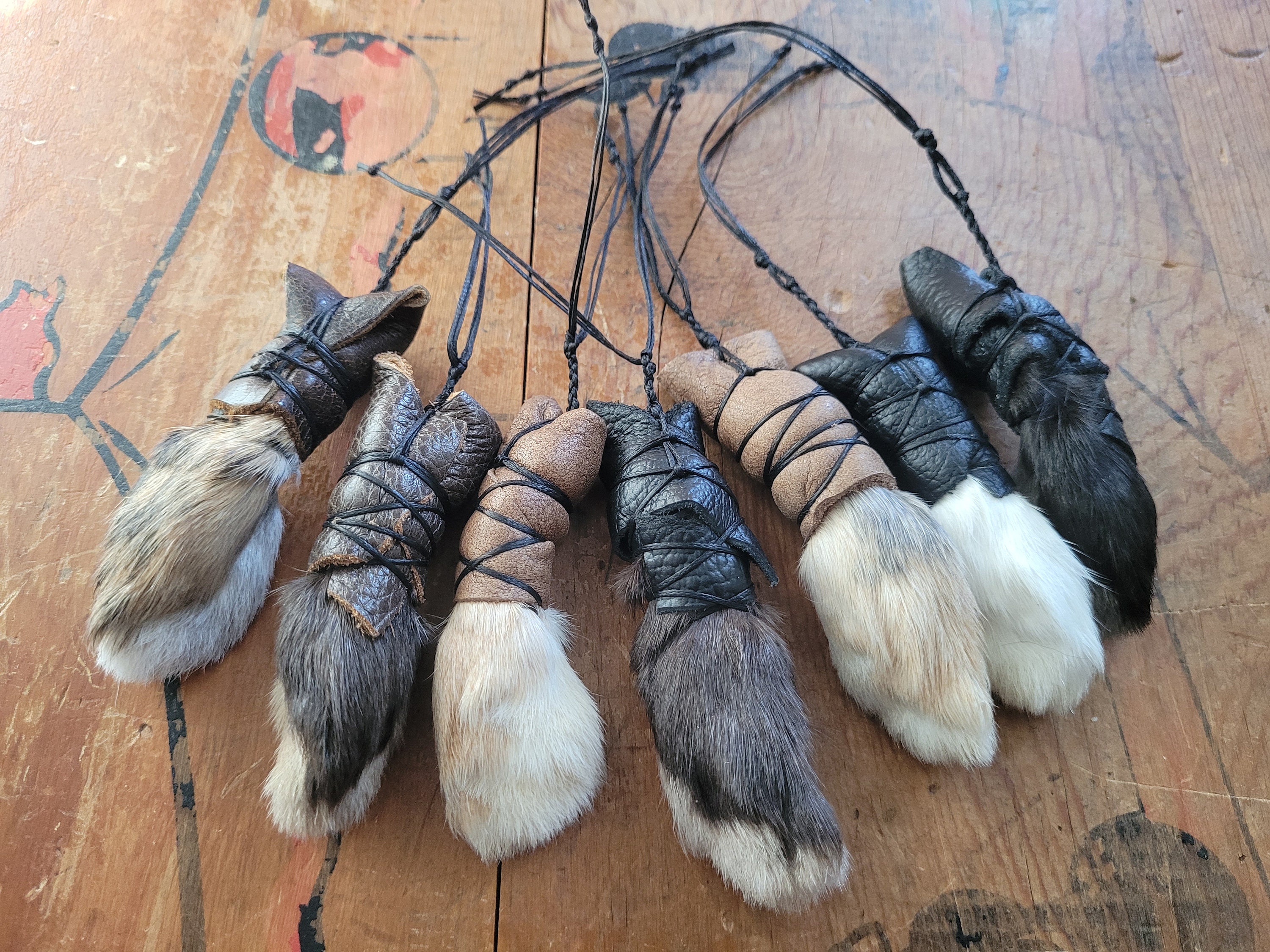 Leather Rabbit Foot Keychain Sustainably Sourced Front Foot - Etsy