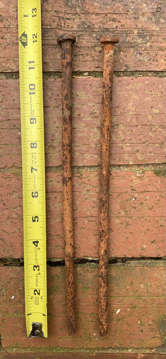 Pair of 2 Old HUGE 12 Long Nails Rusty Rustic Farmhouse | Etsy