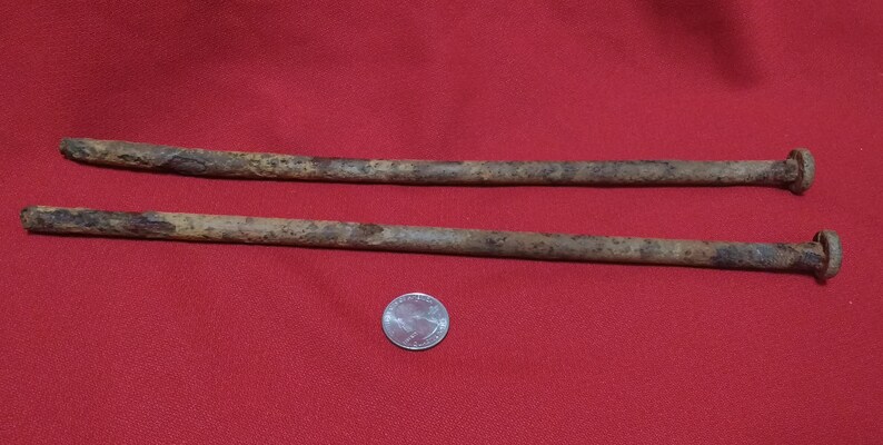 Pair of 2 Old HUGE 12 Long Nails Rusty Rustic Farmhouse | Etsy
