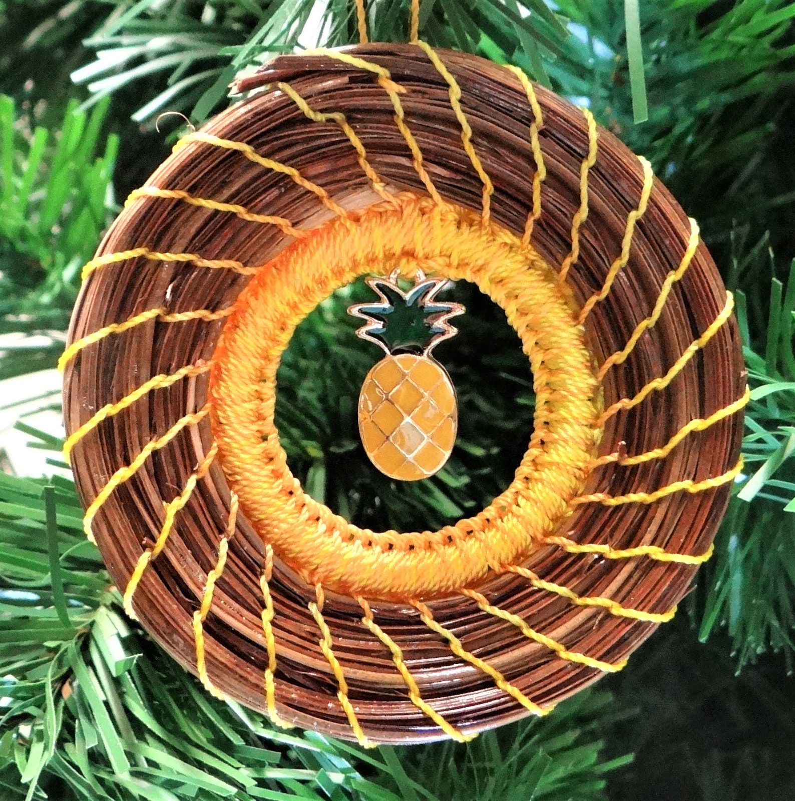 Pineapple Pine Needle Ornament | Etsy