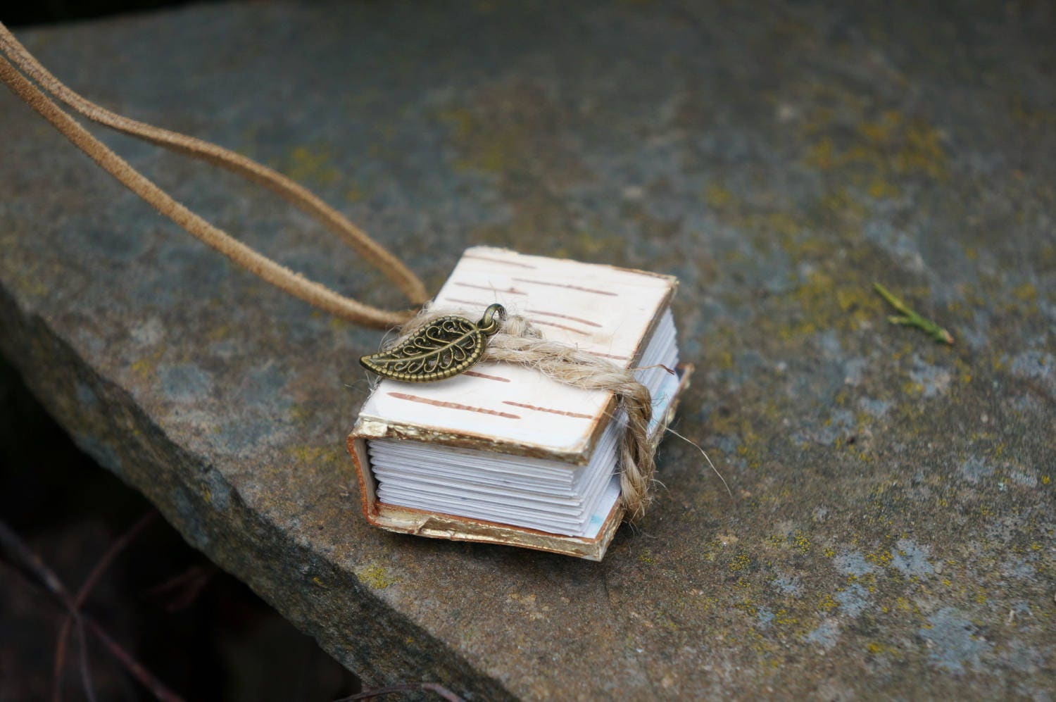 Real Birch Bark Mini Book Pendant Necklace Botanical Jewelry Rustic ...