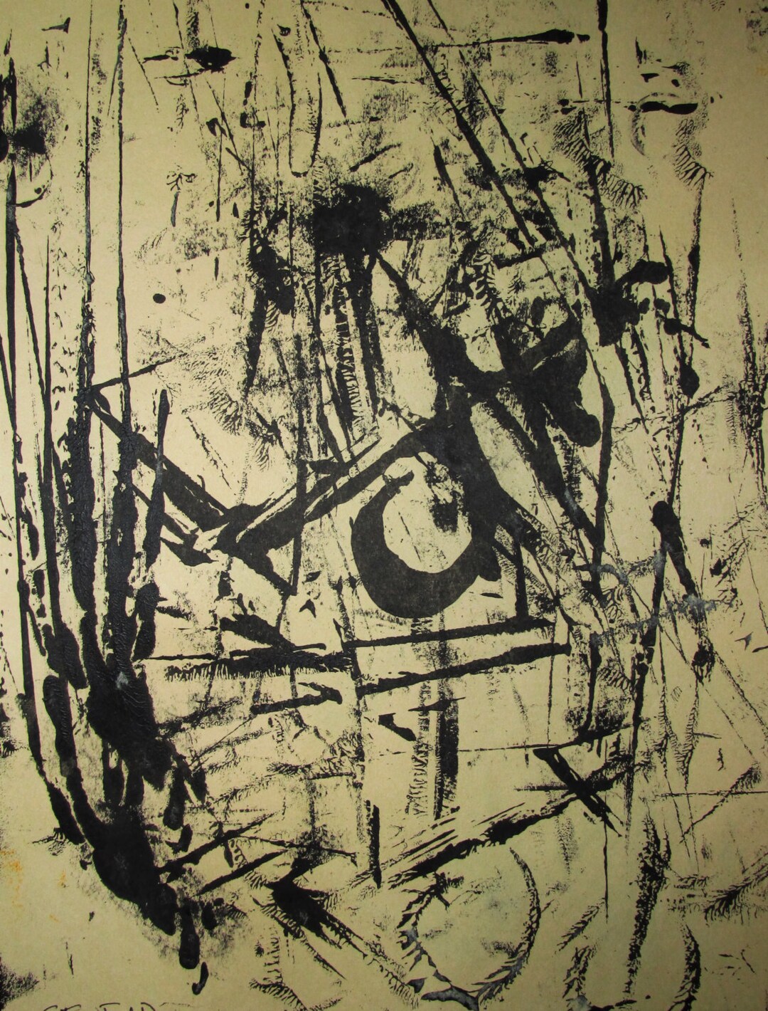 Abstract Raw Art Lot de 3 12x9 Acrylique sur Papier Journal Industriel ...