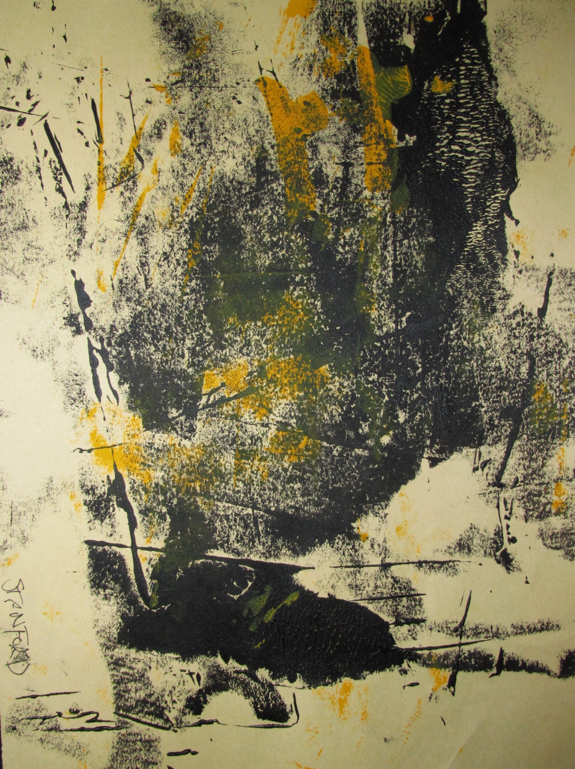 Abstract Raw Art Lot de 3 12x9 Acrylique sur Papier Journal Industriel ...