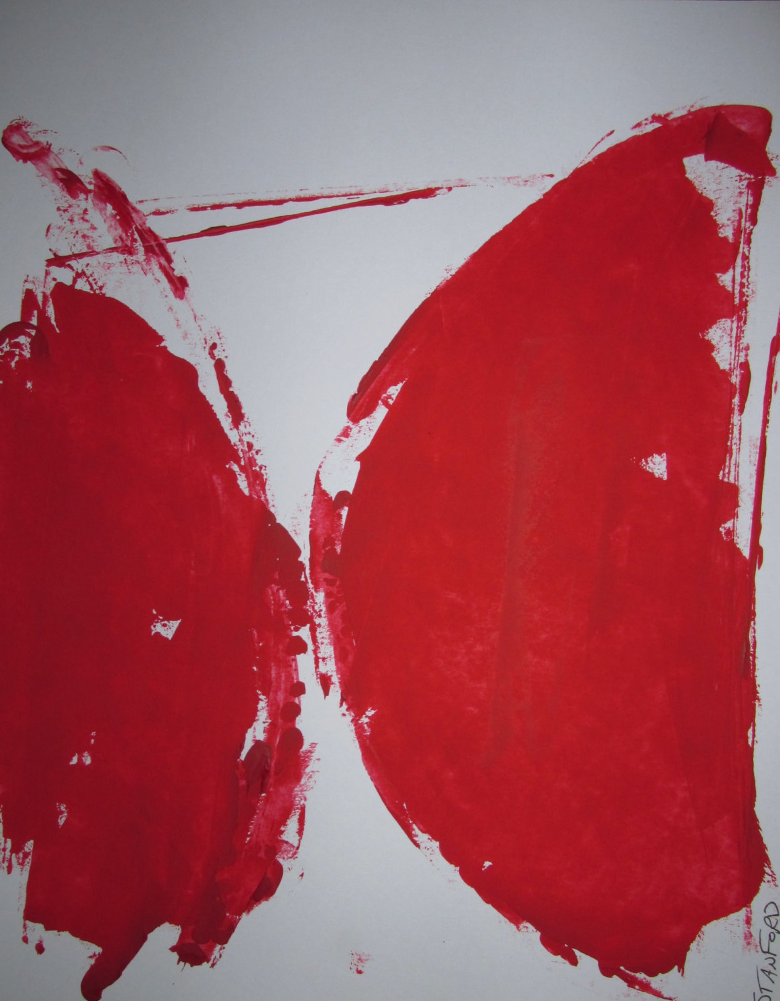 Abstract Minimal Red No.0385 Ink on Paper 14x11 Modern Still Life - Etsy