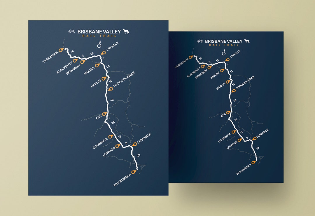 Brisbane Valley Rail Trail Poster Map With Detail and Distances - Etsy