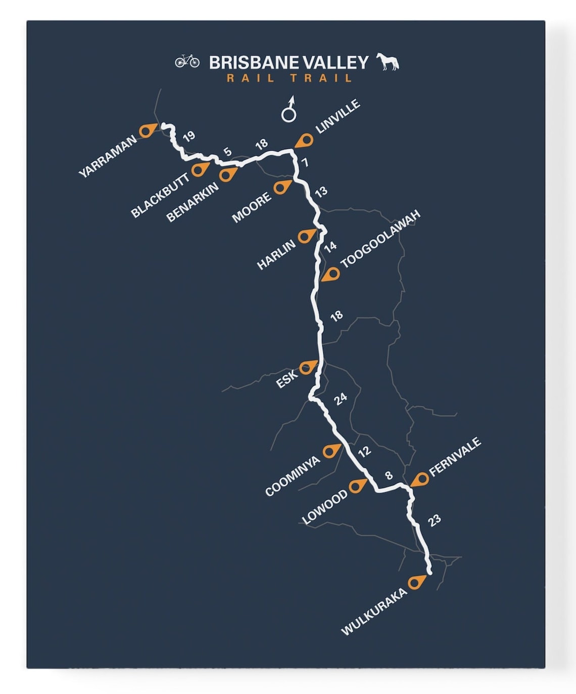 Brisbane Valley Rail Trail Poster Map With Detail and Distances - Etsy