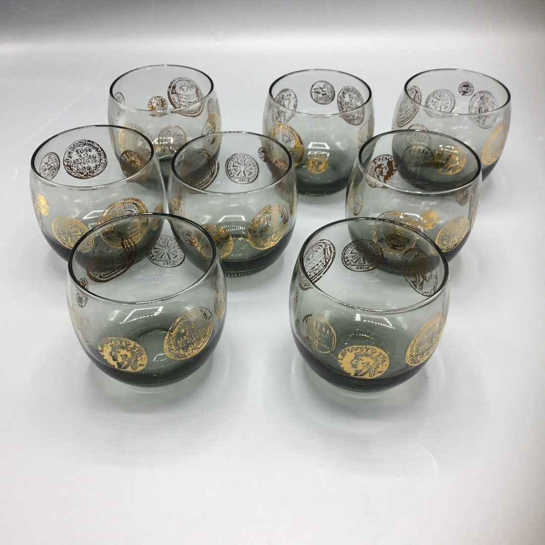 Vintage Federal Glass Smoky Roly Poly Roma Gold Coins - Etsy