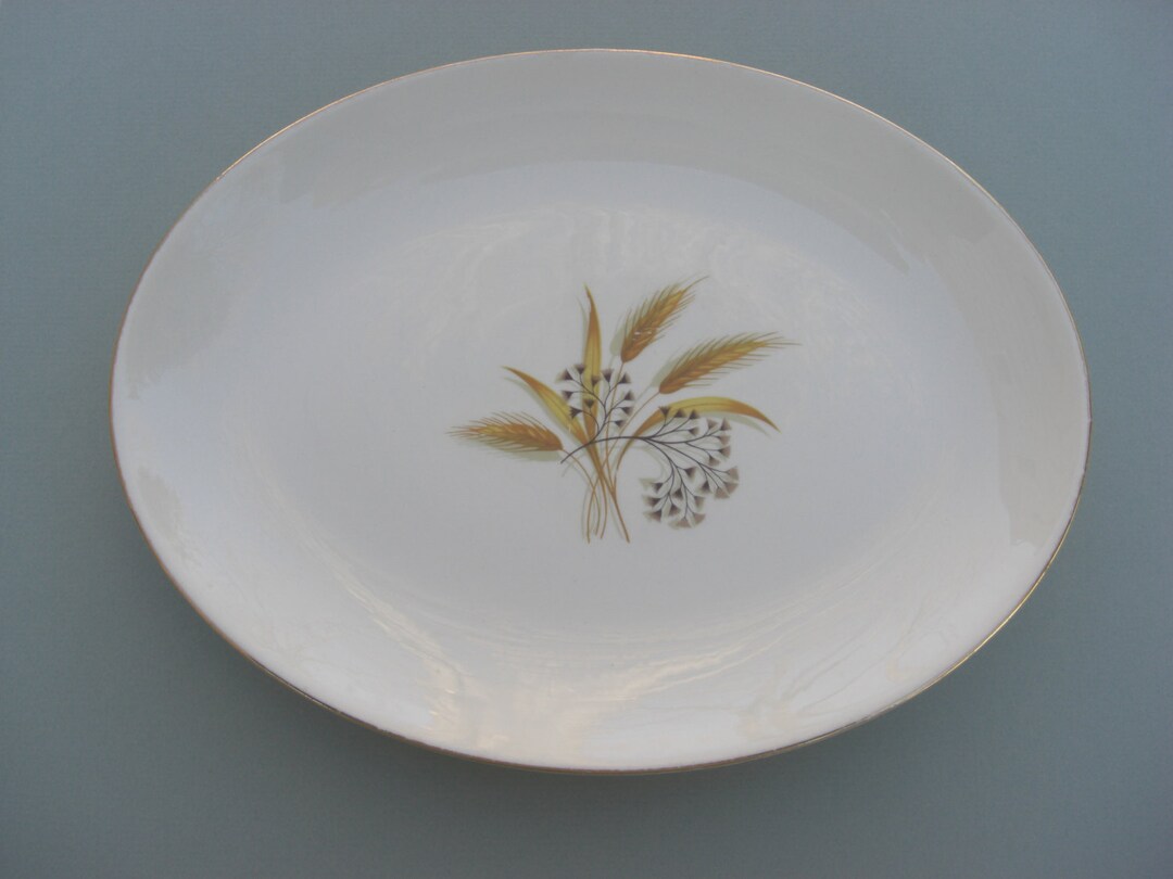Homer Laughin China Rhythm Shape Golden Wheat Pattern Small Oval ...