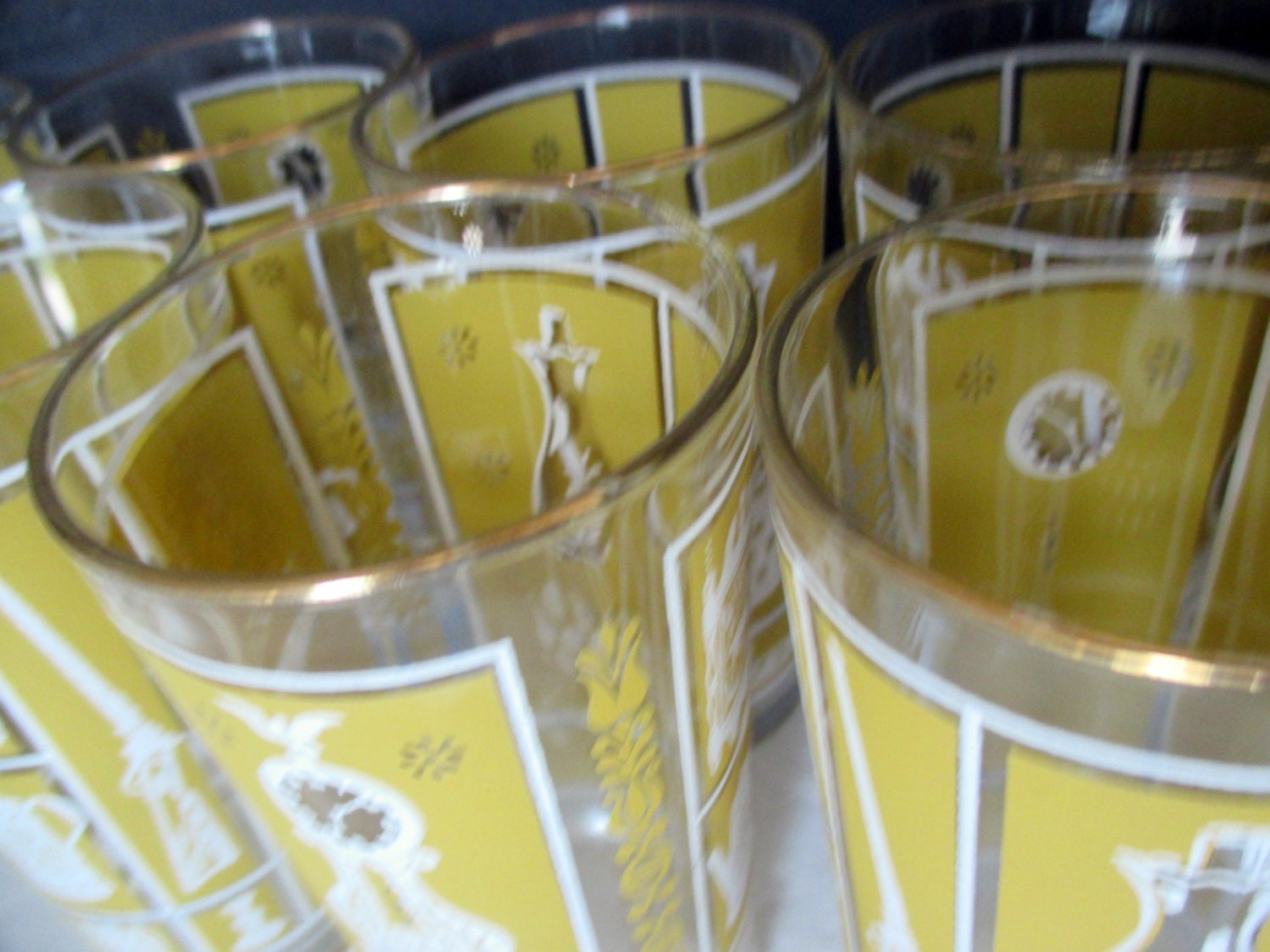 Vintage Glass USA Americana with Gold Trim Set of 4 | Etsy