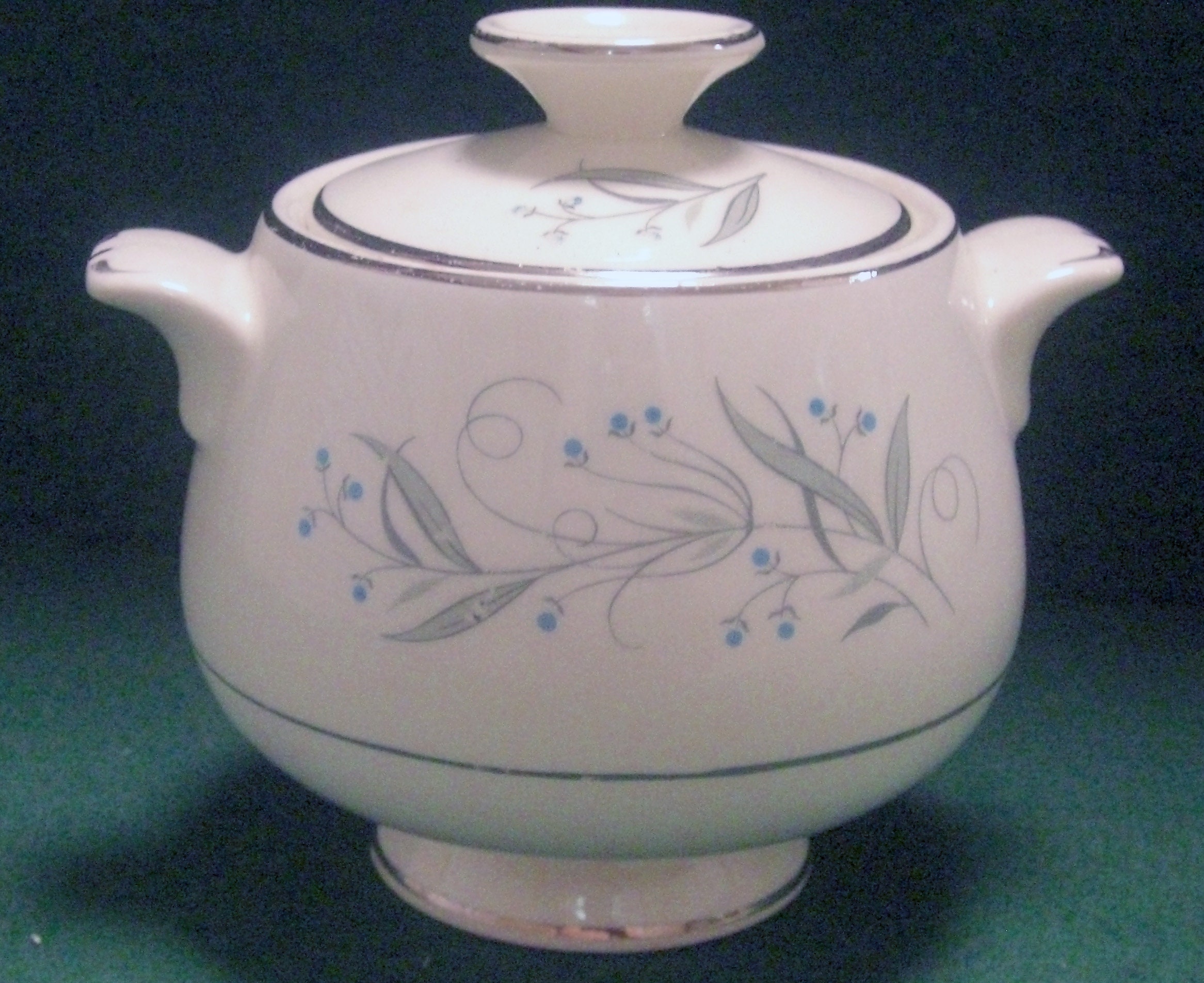 HLC Celeste Pattern Blue Buds Grey Leaves Platinum Trim | Etsy