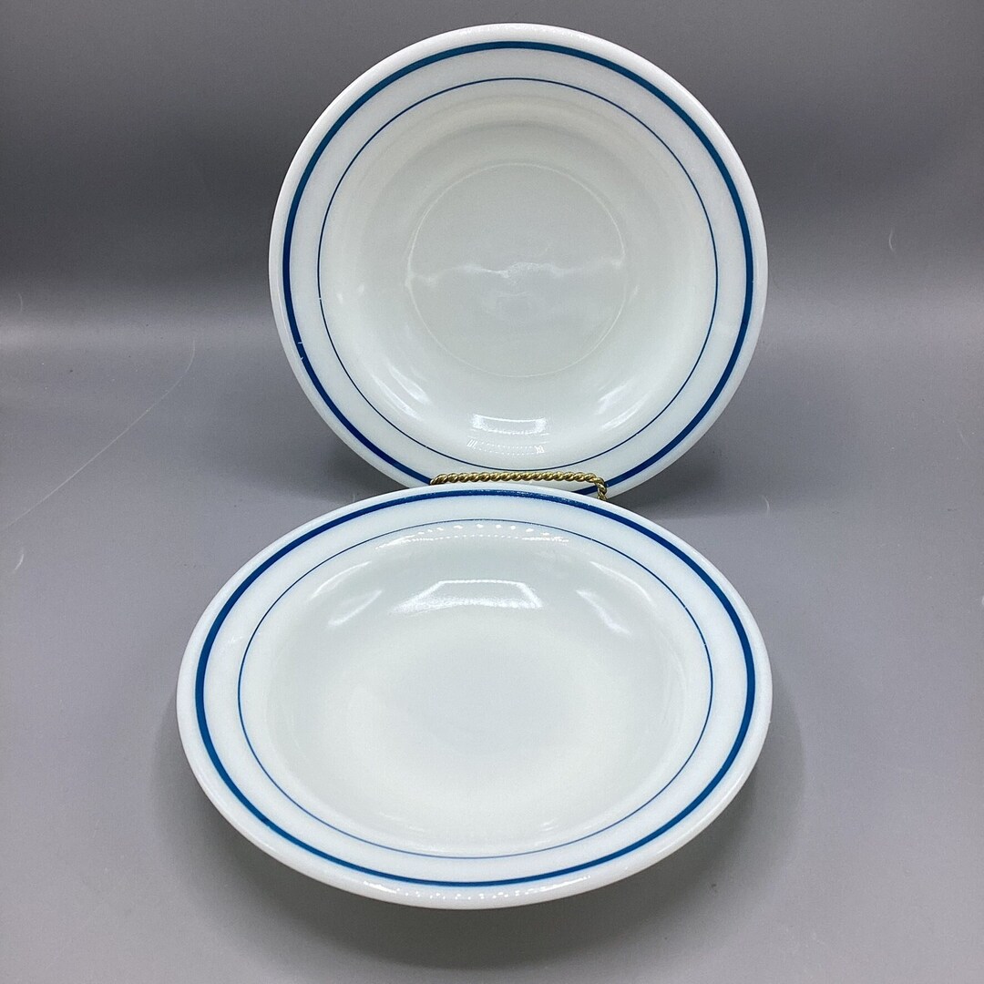 Corning Pyrex Glass Double Band Blue Line Large Round - Etsy