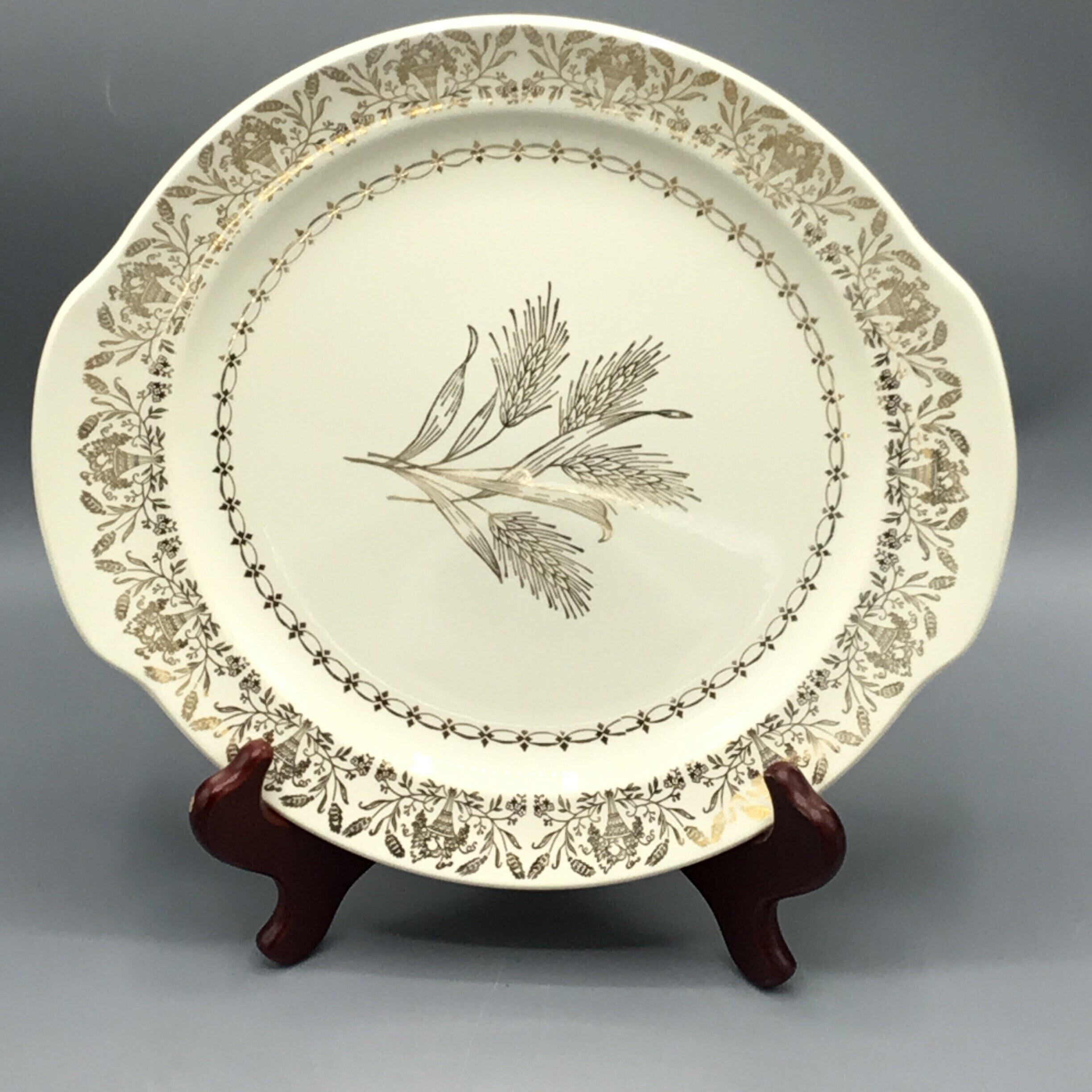 Edwin Knowles Shipping Included Wheat Pattern Tab Handled Cake Plate ...