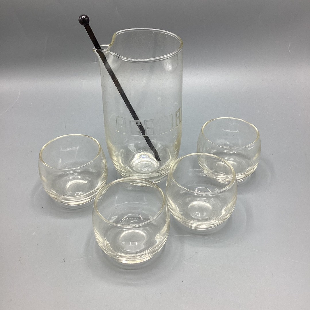 Federal Glass Roly Poly Six Piece Cocktail Mixer Set New in Box Acacia ...