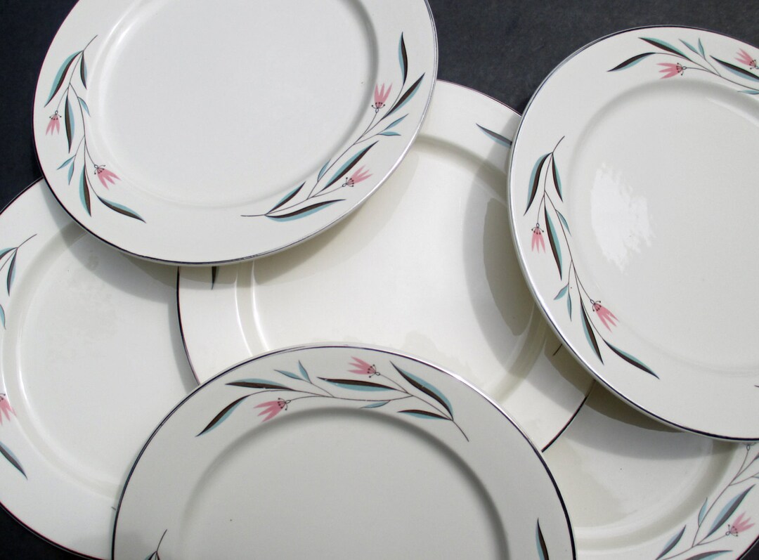 Vintage Knowles China Carlton Pattern Pink Turquoise and Grey H5004 ...