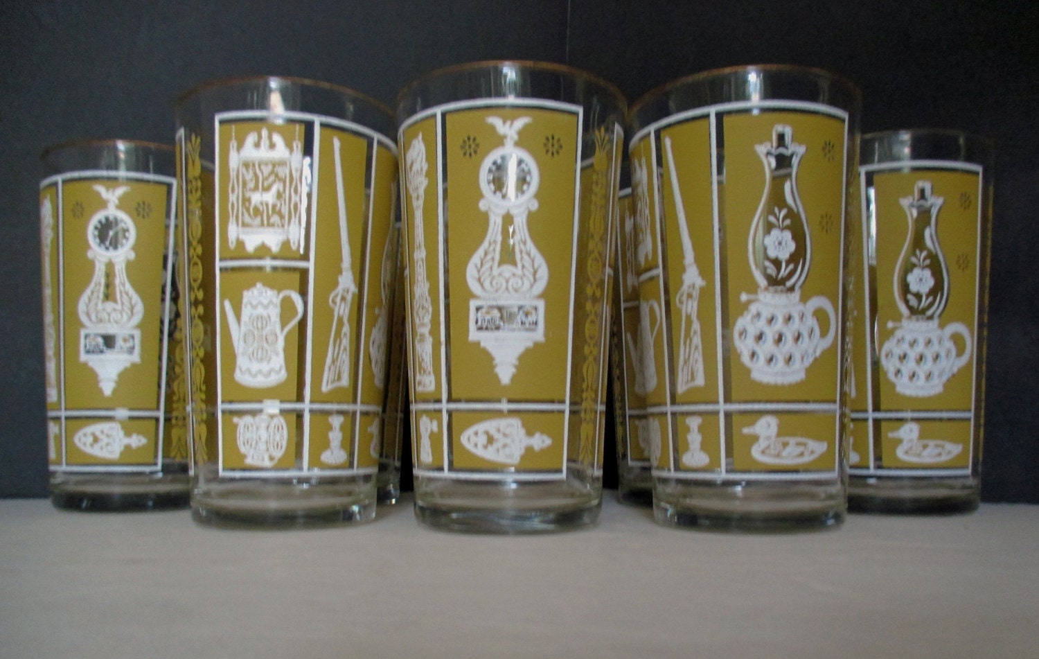 Vintage Glass USA Americana with Gold Trim Set of 4 | Etsy