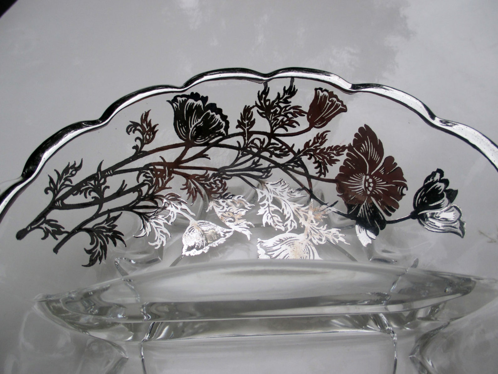 Silver City Glass Sterling Silver on Crystal Divided Bowl | Etsy