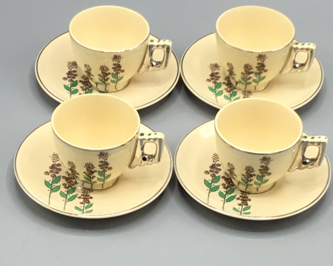 Leigh Potters China - Leigh Ware Wildflower Demitasse Cups and Saucers ...