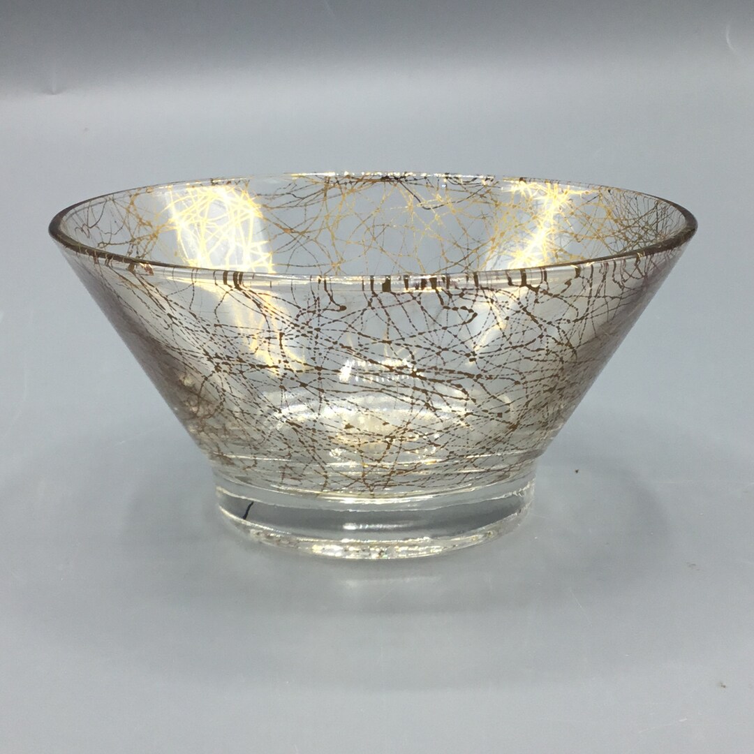 Vintage Glass Gold Drizzle Lines on Candy Dish - Shipping Included - Etsy