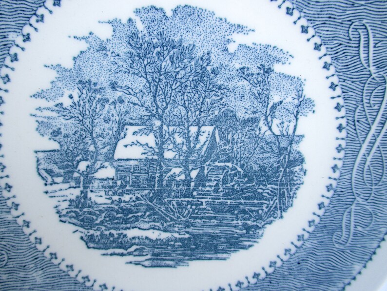 Taylor Smith Taylor Currier and Ives Blue Old Mill Pattern - Etsy