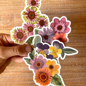 Watercolor Flower Sticker, Waterproof Vinyl Decal - Etsy