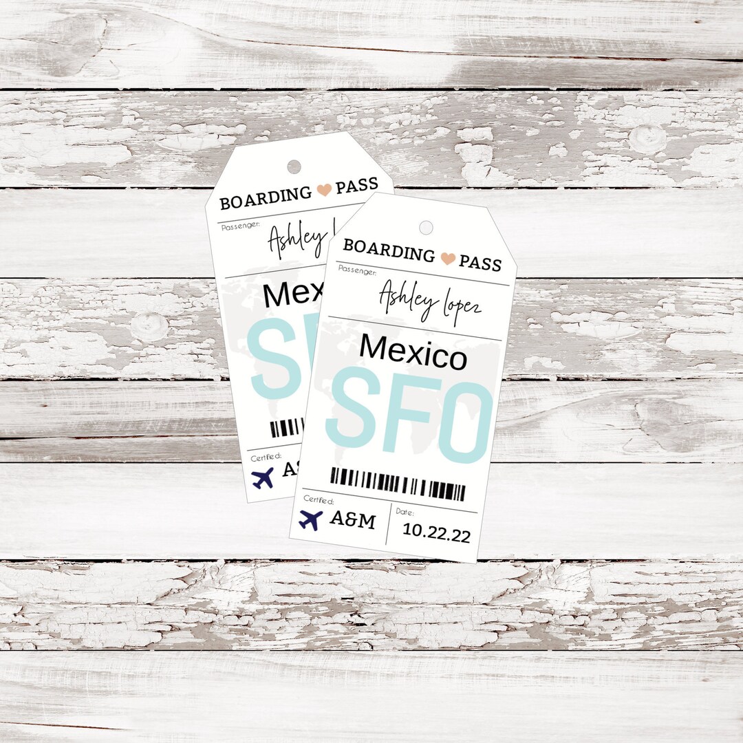 Boarding Pass Ticket Luggage Tag Travel Wedding Theme Place Cards ...