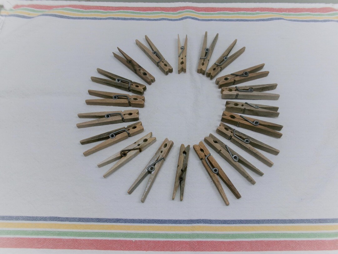 Vintage Rustic Wood Spring Type Clothespins Lot of 19 - Etsy