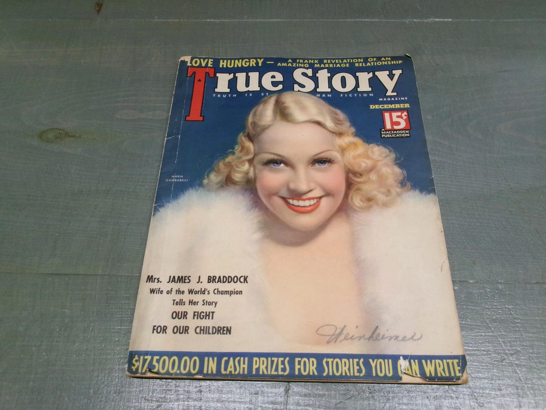 Vintage 1935 True Story Magazine Dec. Issue, Pulp Romance - Etsy